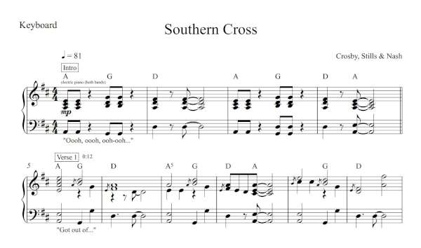 Southern Cross - Keyboard - Music by the Measures