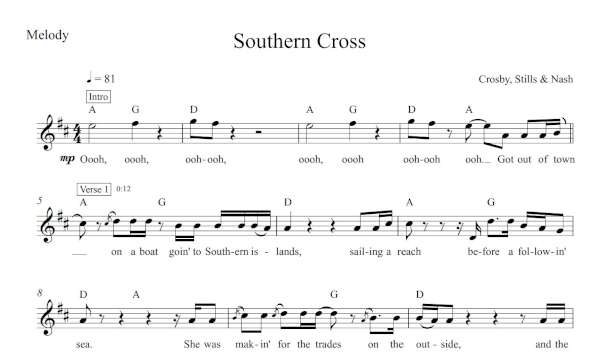Southern Cross - Melody - Music by the Measures