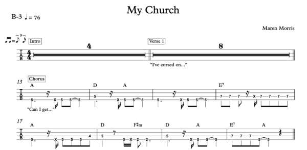 My Church - Bass Guitar - Music by the Measures