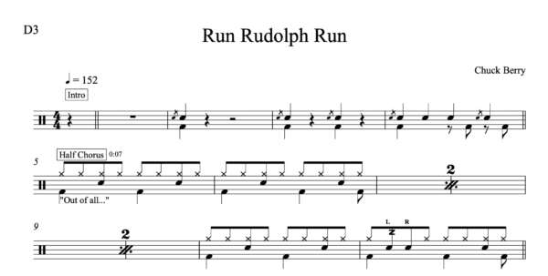 Run Rudolph Run - Drums - Music by the Measures