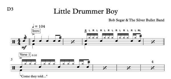 Little Drummer Boy - Drums - Music by the Measures
